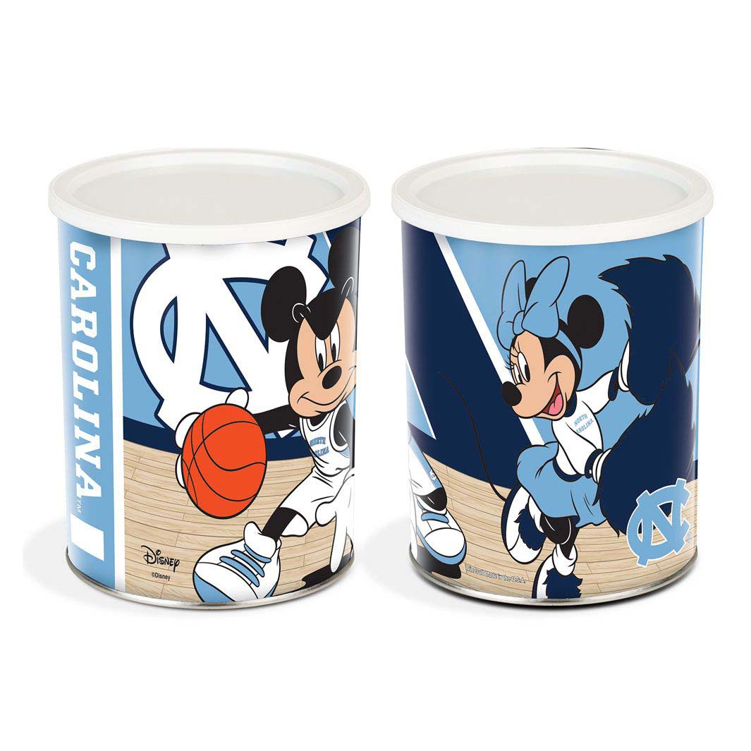 UNC Tar Heels Mikey & Mini Mouse 1 Gallon Tin + Popcorn Selections ...